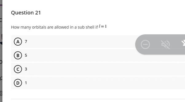 Solved Question 21 How many orbitals are allowed in a sub | Chegg.com