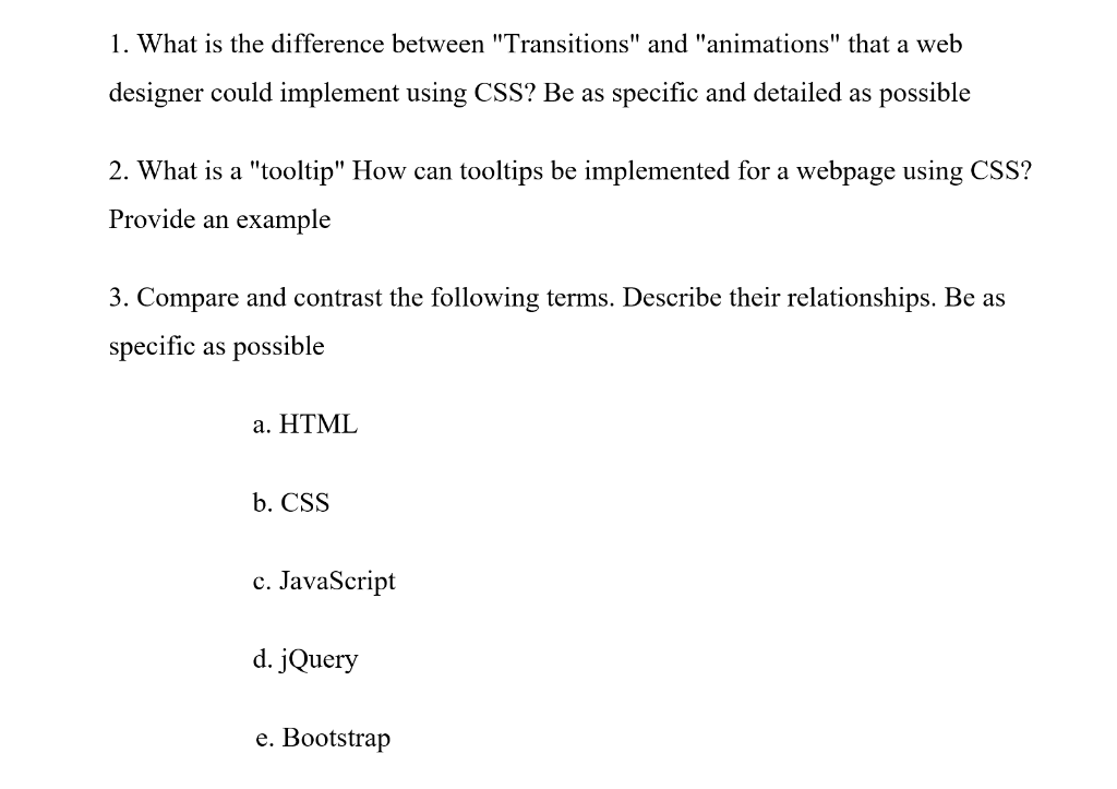 Solved 1. What is the difference between "Transitions" and | Chegg.com