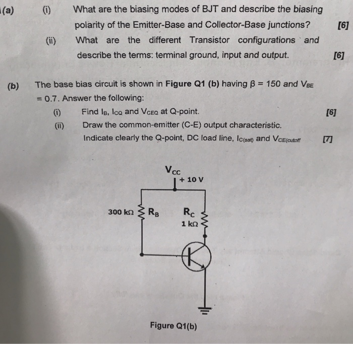 Solved (a) ) What are the biasing modes of BJT and describe | Chegg.com