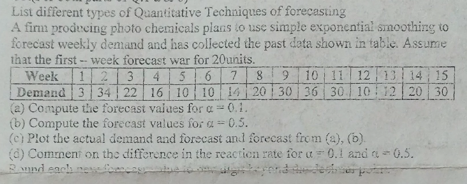 List different types of Quantitative Techniques of | Chegg.com