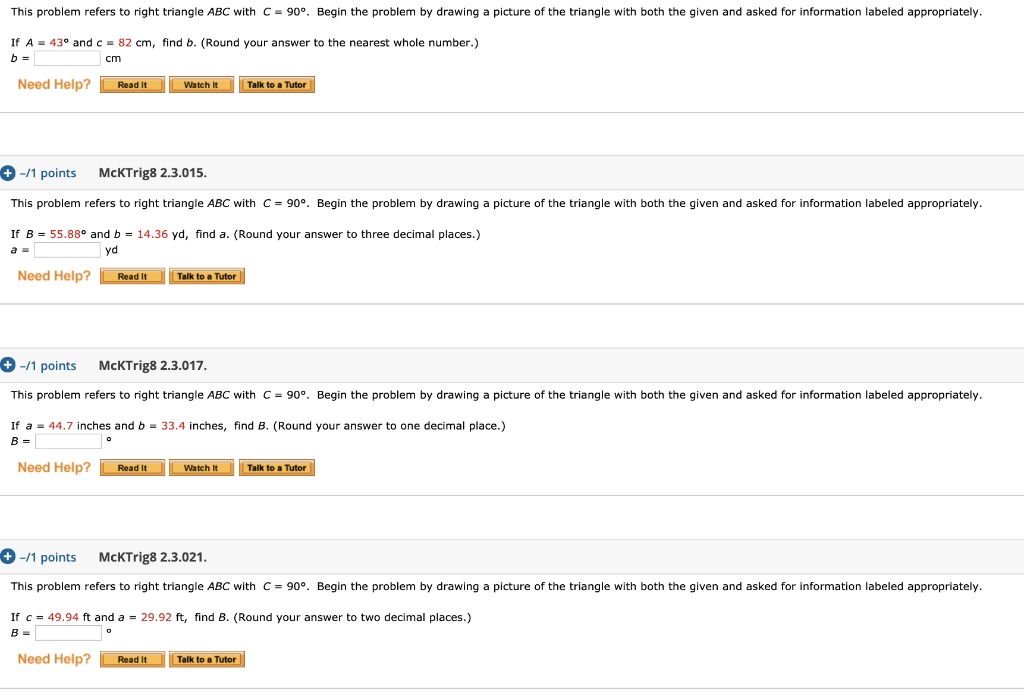 Solved This problem refers to right triangle ABC with C = | Chegg.com