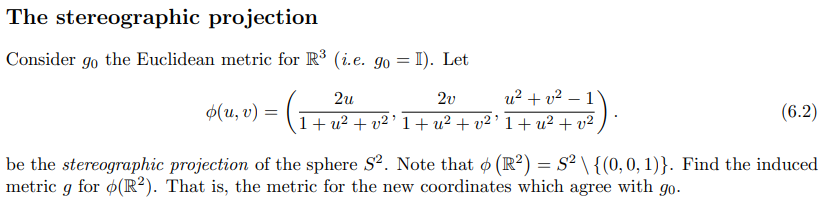 Solved The stereographic projectionConsider g0 ﻿the | Chegg.com