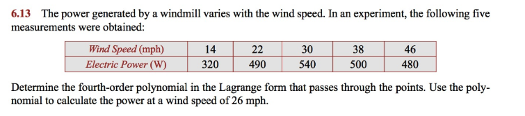 Solved 6.13 The power generated by a windmill varies with | Chegg.com