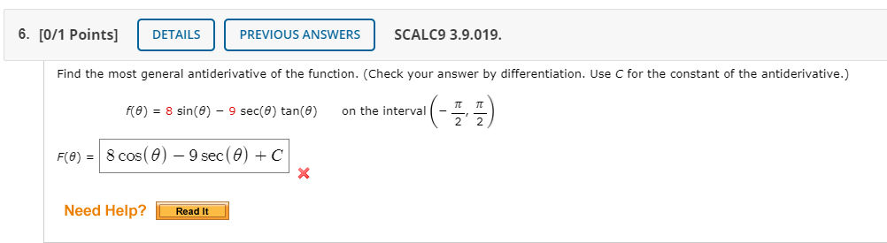 Solved 6. [0/1 Points] DETAILS PREVIOUS ANSWERS SCALC9 | Chegg.com