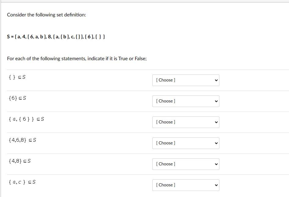 Solved Consider the following set definition: | Chegg.com