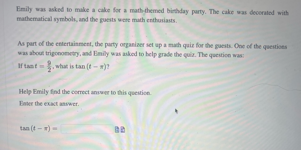 Solved Emily was asked to make a cake for a math-themed | Chegg.com