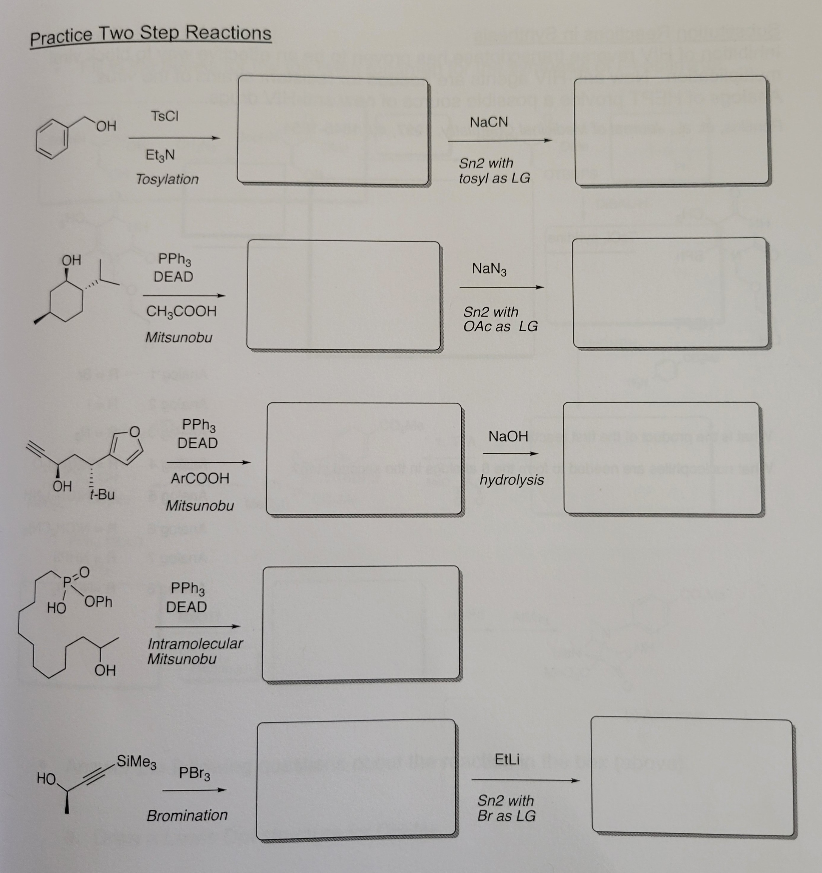 Solved Practice Two Step Reactions Sn2 with Mitsunobu OAc as | Chegg.com