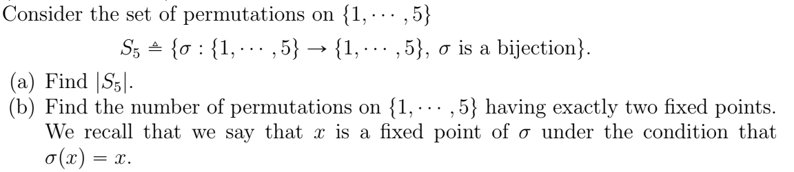 Solved 7 Consider the set of permutations on {1,...,5} S5 = | Chegg.com