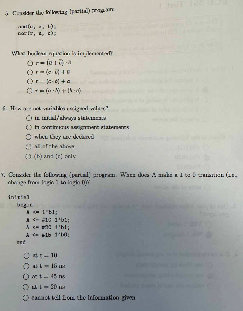 Solved 5 Consider The Following Partial Program And 
