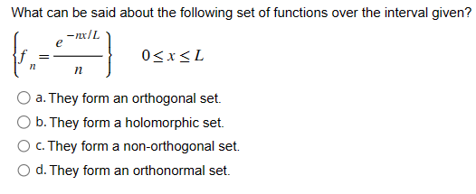 Solved What can be said about the following set of functions | Chegg.com
