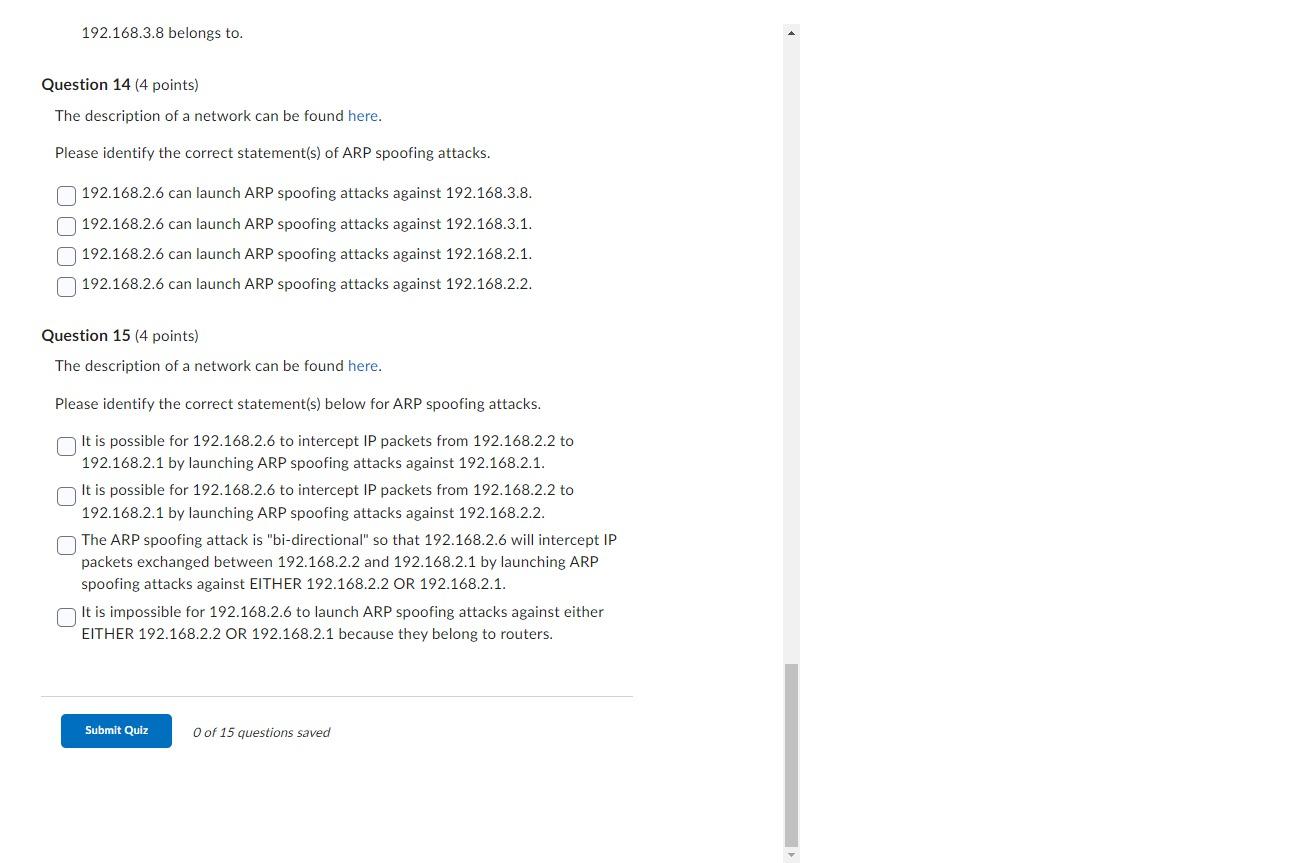 Solved Question 14 (4 points) The description of a network | Chegg.com