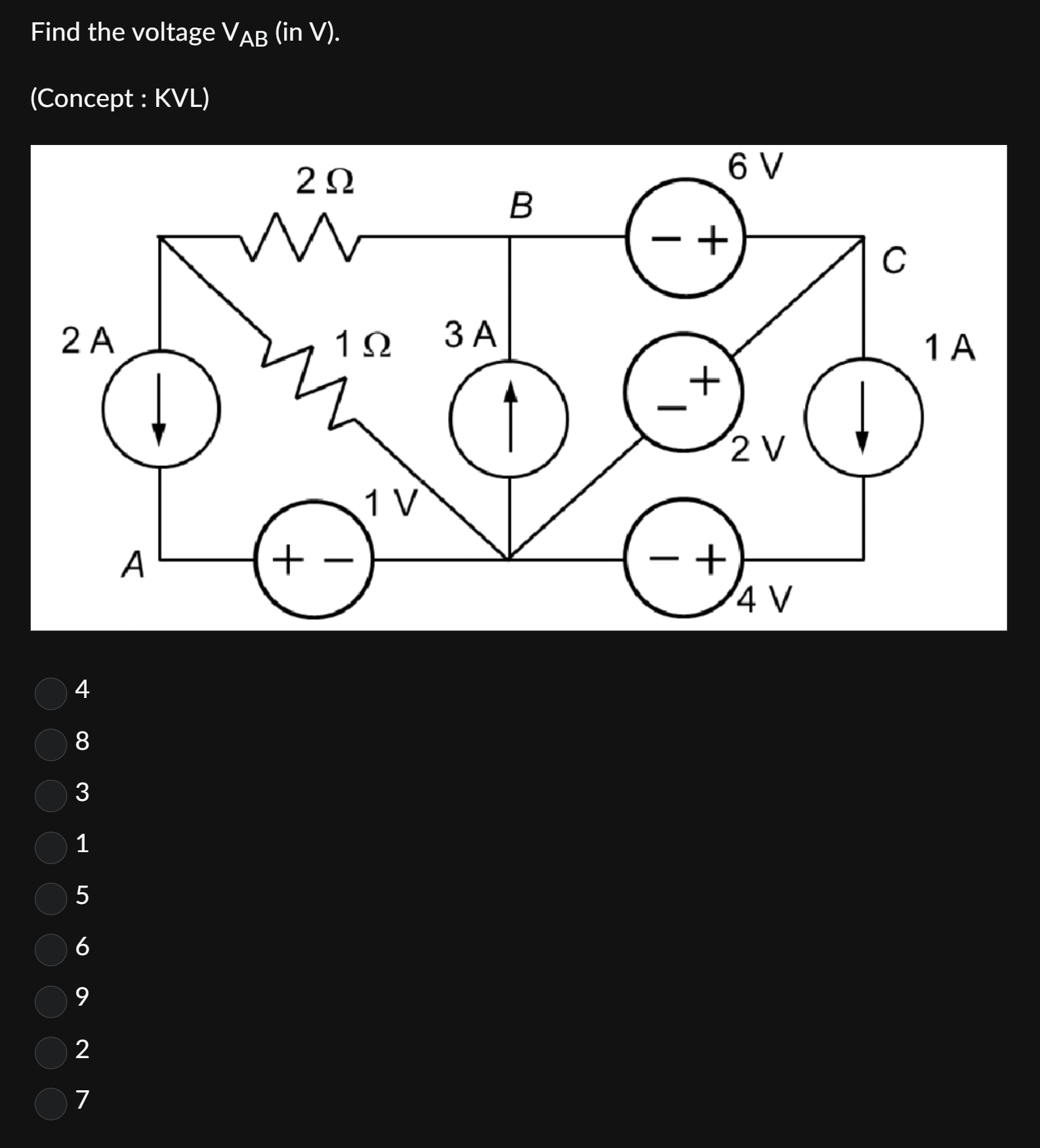 Solved Find the voltage VAB (in V ).(Concept : KVL) | Chegg.com