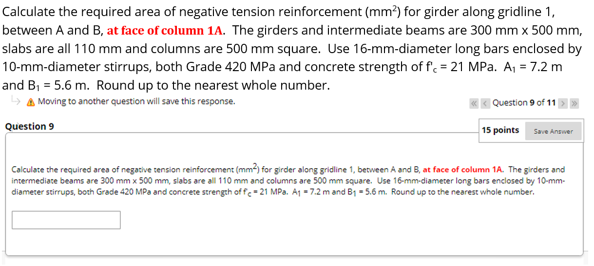 Solved Calculate the required area of negative tension | Chegg.com