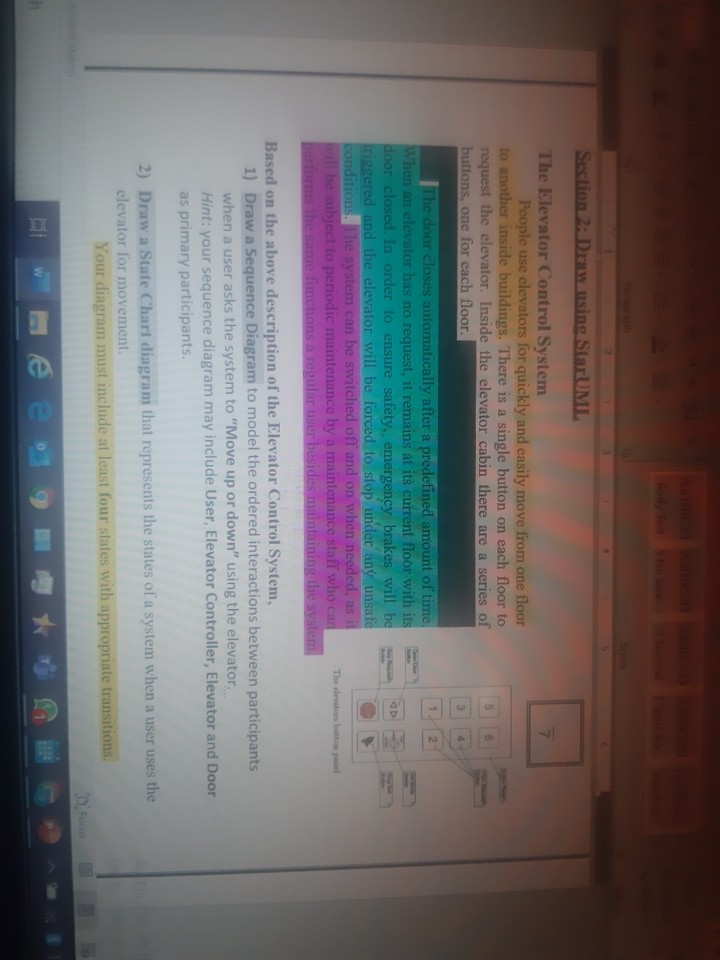 Solved Section 2 Draw Using Staruml The Elevator Control Chegg