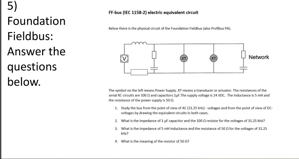 5) Foundation Fieldbus: Answer the questions below. | Chegg.com