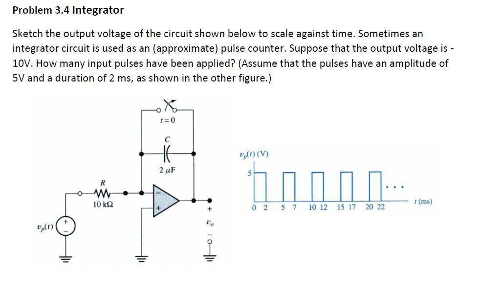 Solved Problem 3.4 Integrator Sketch the output voltage of | Chegg.com