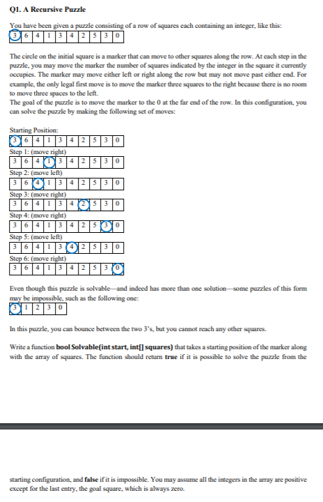 QI. A Recursive Puzzle You have been given a puzzle | Chegg.com