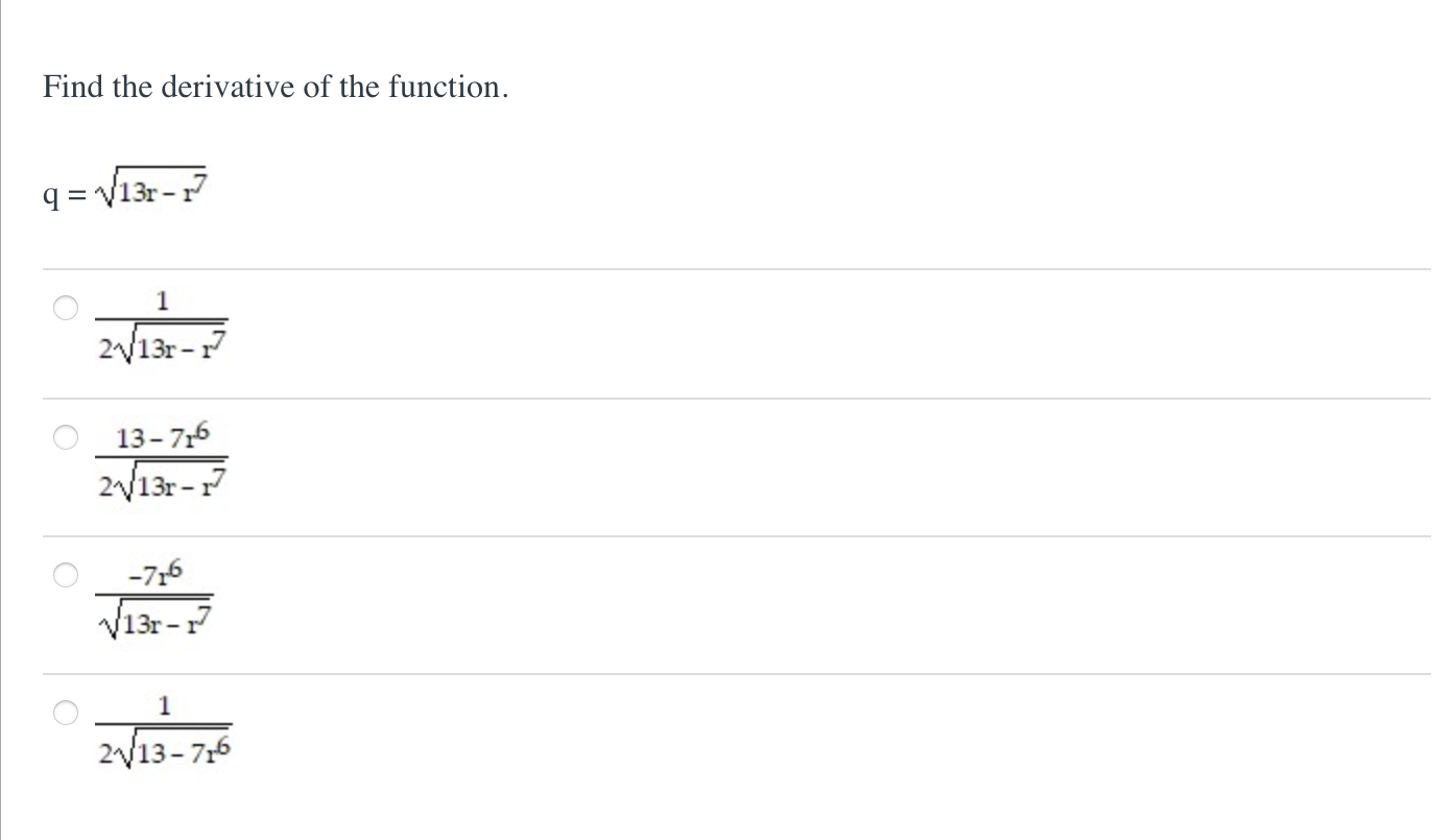 Solved Find the derivative of the function. | Chegg.com
