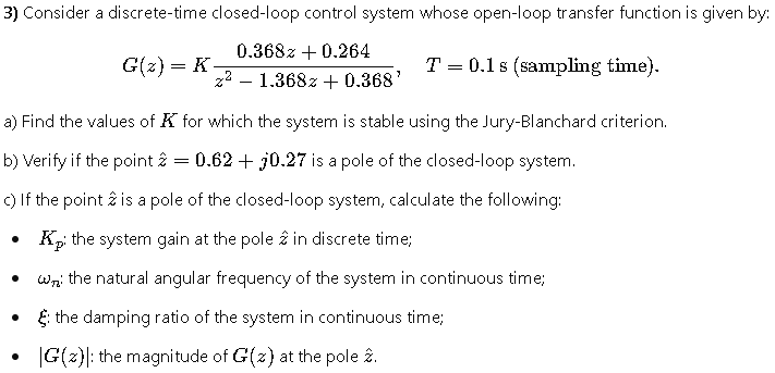 Solved Consider a discrete-time closed-loop control system | Chegg.com