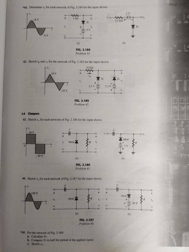 Solved Please solve 41,42,43,44 clipper and clamper circuit | Chegg.com