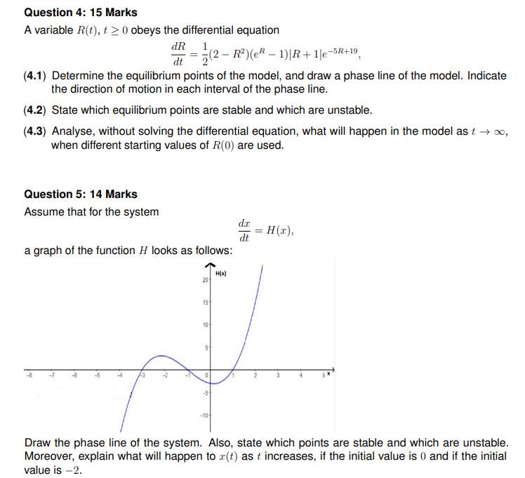 Solved Question 4: 15 Marks A variable R(t),t≥0 obeys the | Chegg.com