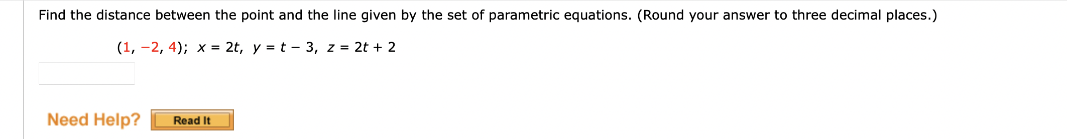 Solved Find the distance between the point and the line | Chegg.com
