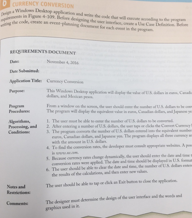 Solved CURRENCY CONVERSION Windows Desktop application and | Chegg.com