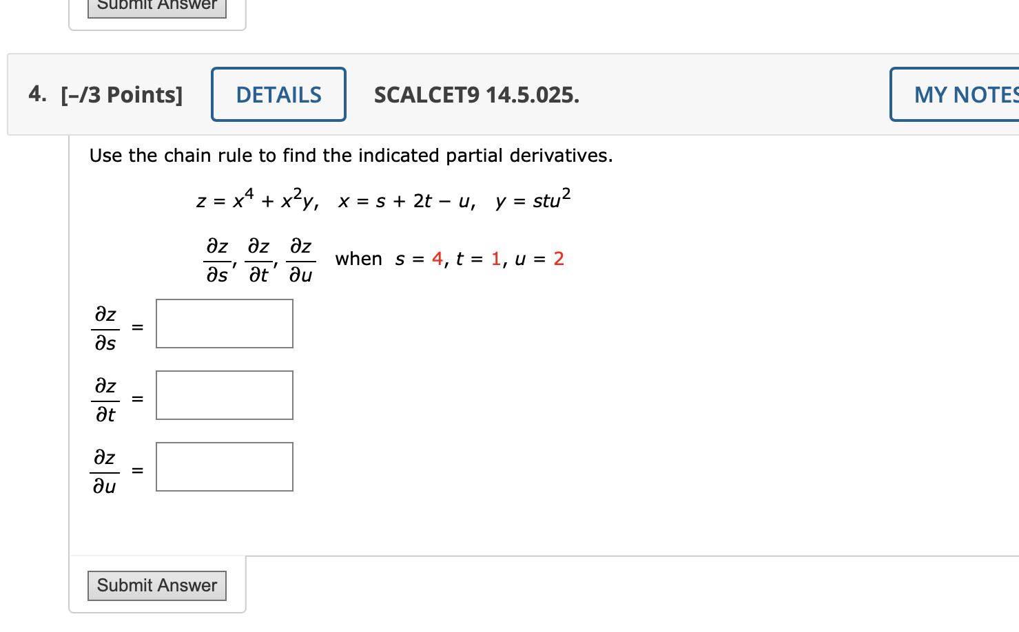 Solved Points]SCALCET9 14.5.025.Use the chain rule to find | Chegg.com