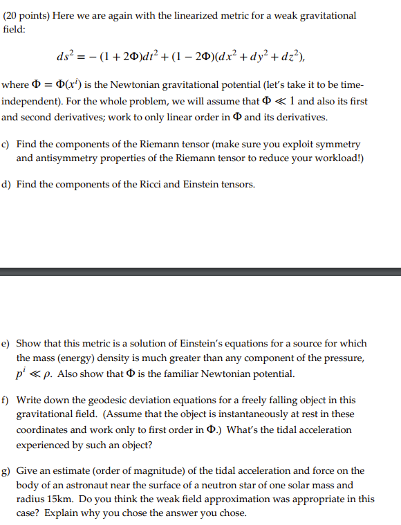 Solved (20 points) Here we are again with the linearized | Chegg.com