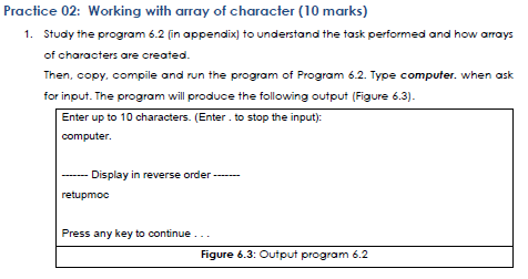 Solved Practice 02: Working with array of character (10 | Chegg.com