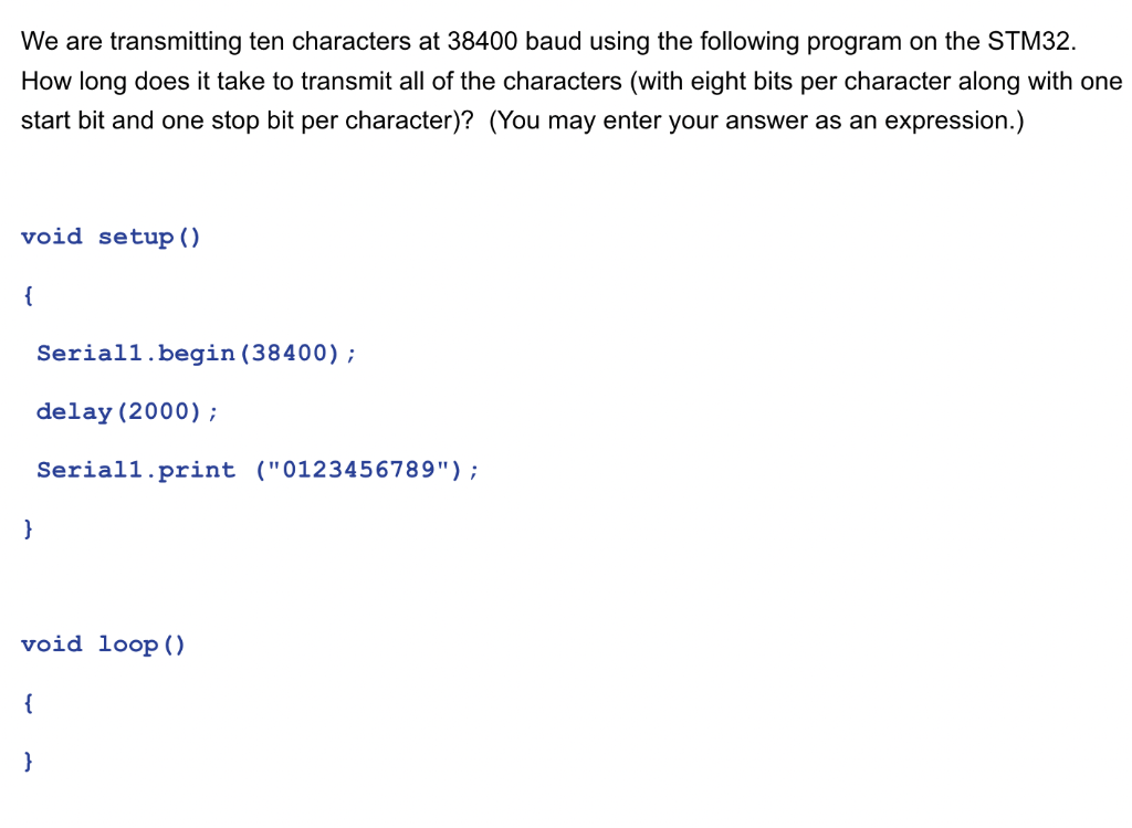 Solved We are transmitting ten characters at 38400 baud | Chegg.com