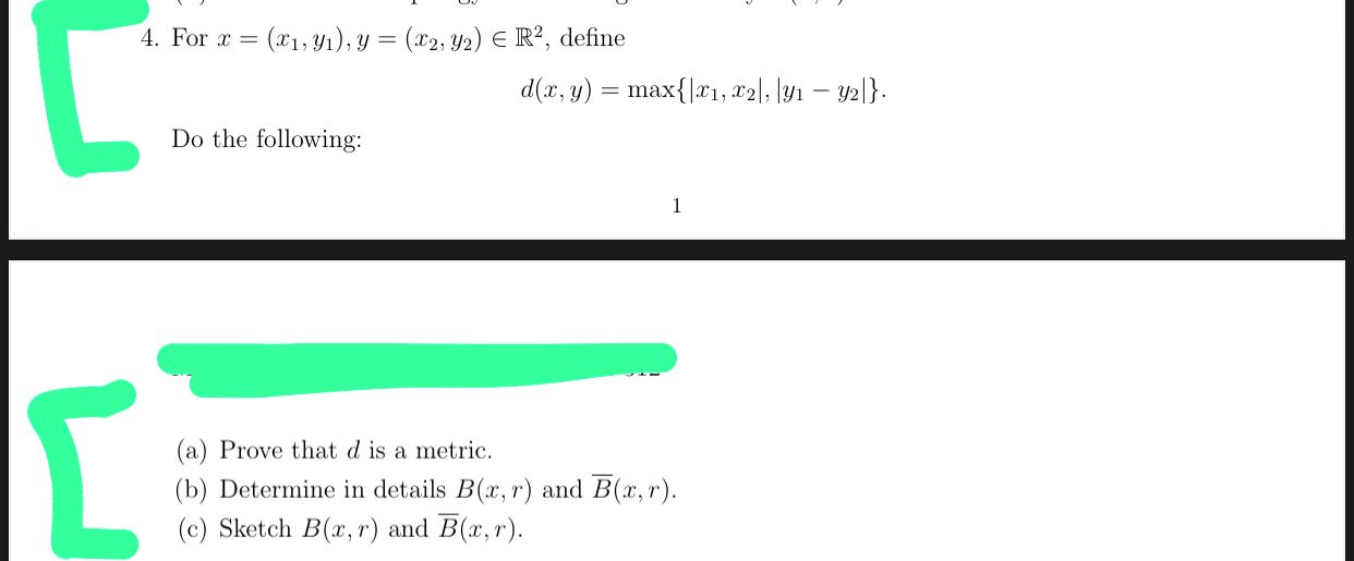 Solved For x=(x1,y1),y=(x2,y2)∈R2, define | Chegg.com