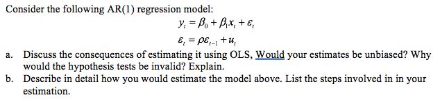 Solved Consider the following AR(1) regression model: y, = | Chegg.com