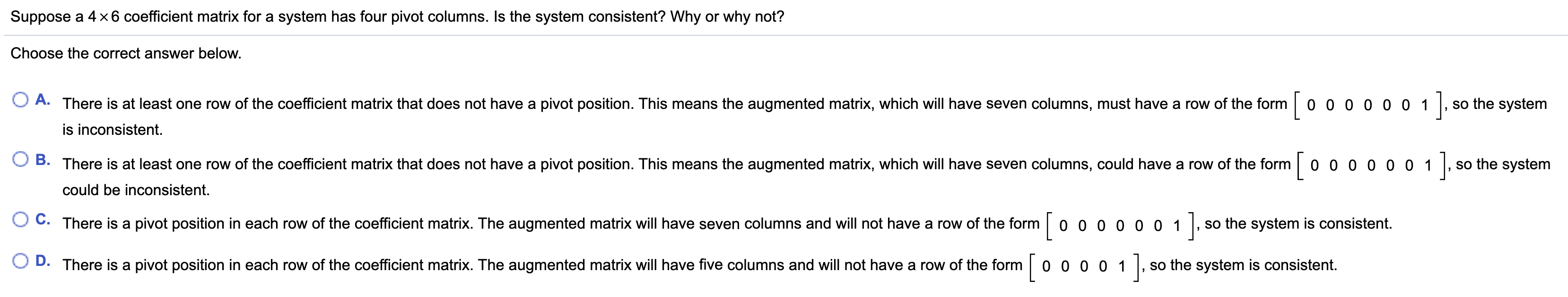 Solved Suppose a 4x6 coefficient matrix for a system has | Chegg.com