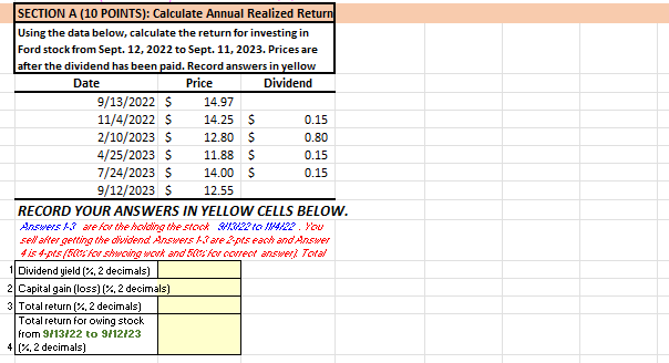 SECTION A (10 POINTS): Calculate Annual Realized | Chegg.com
