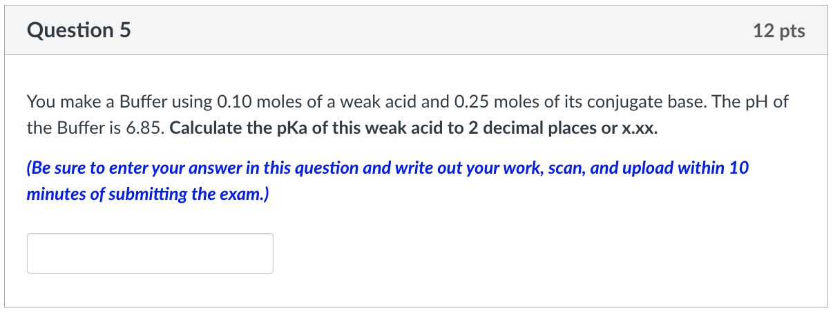 Solved You make a Buffer using 0.10 moles of a weak acid and | Chegg.com