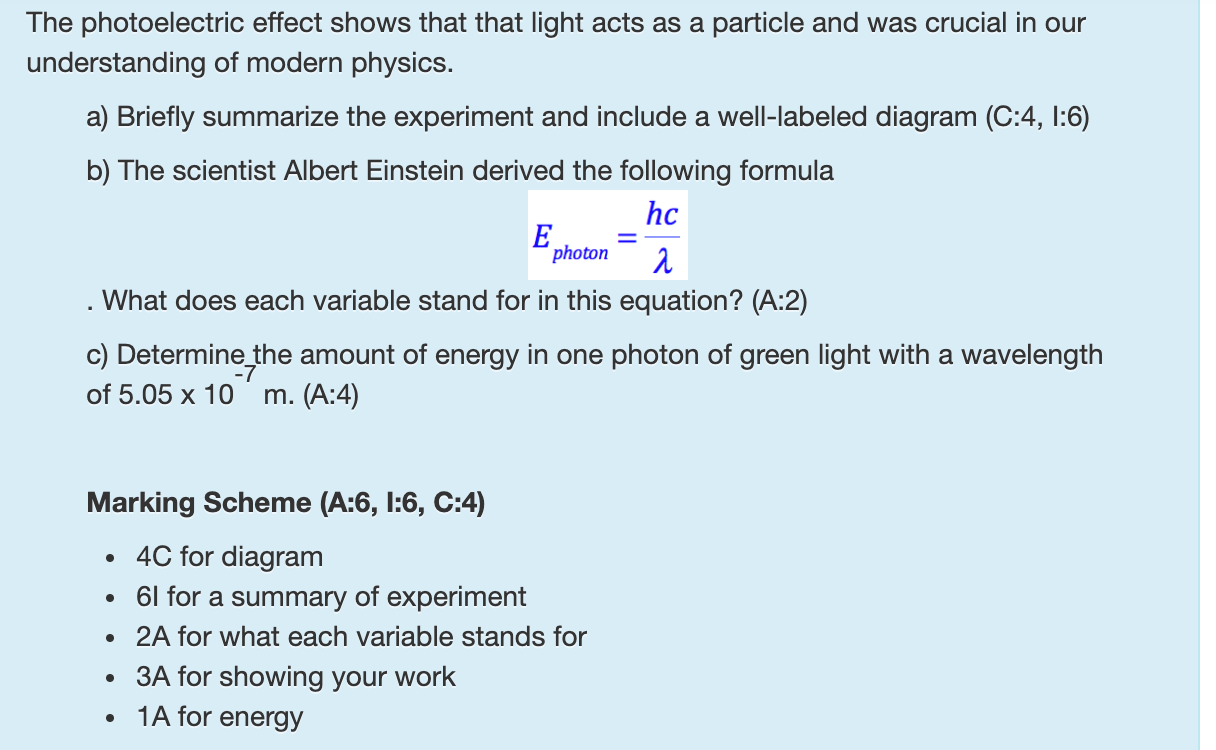 Photoelectric Effect Equation