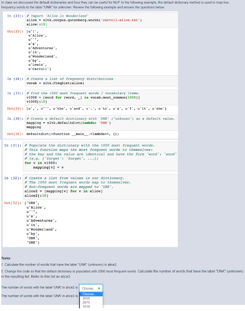 The text file is accessed via NLTK module: import | Chegg.com