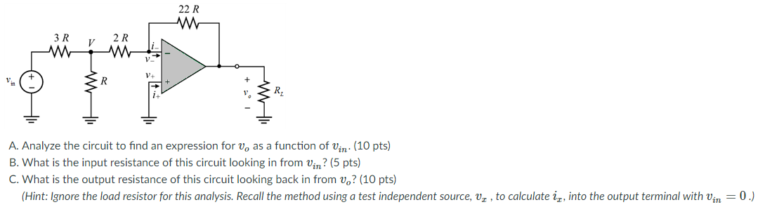 Solved 22 R V 2 R 3 R w V V4 V. R A. Analyze the circuit to | Chegg.com
