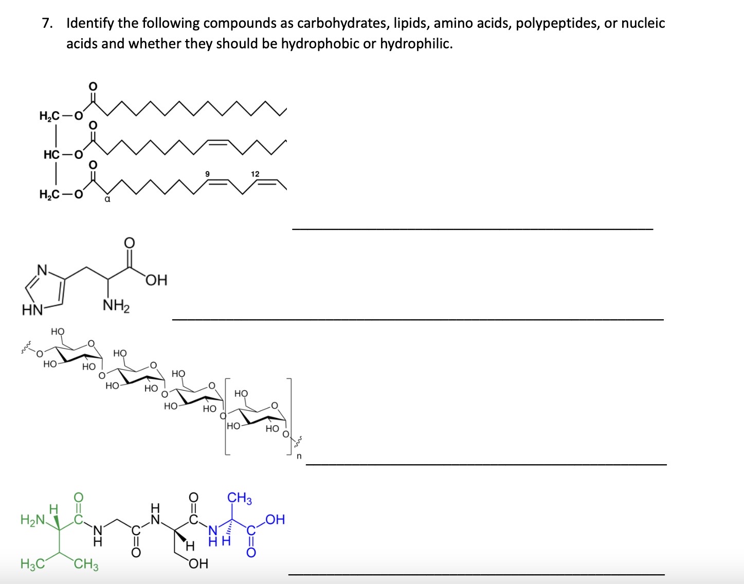 Solved 7. Identify the following compounds as carbohydrates, | Chegg.com