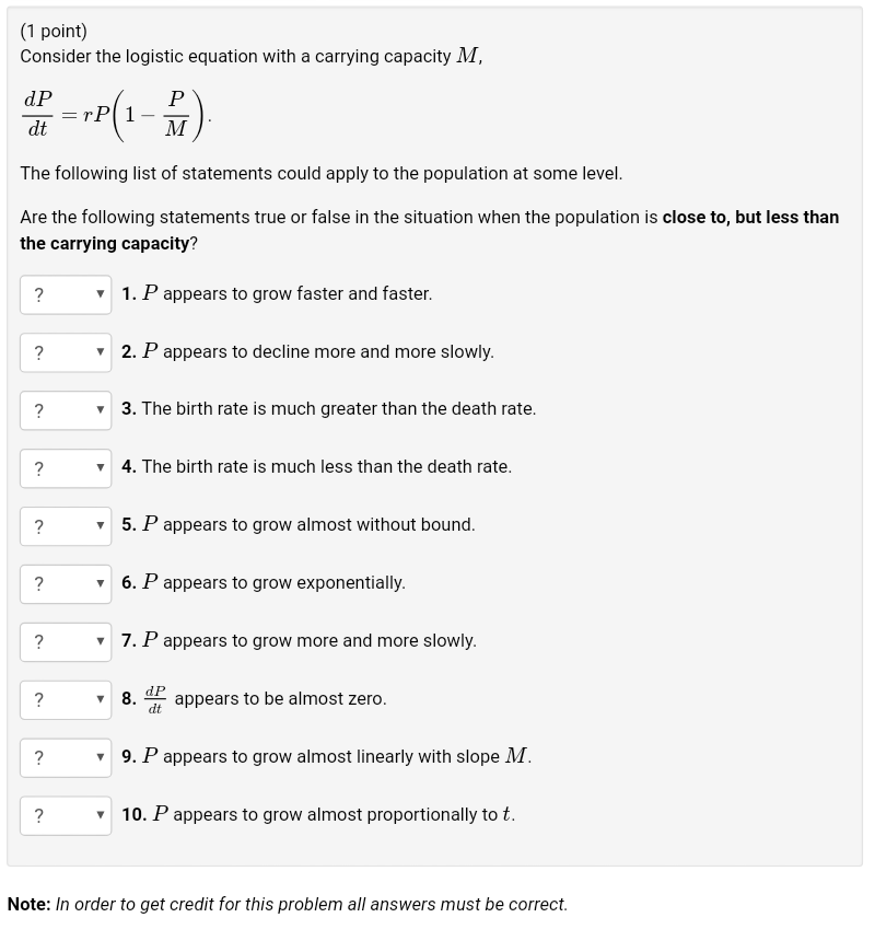 Solved (1 point) Consider the logistic equation with a | Chegg.com