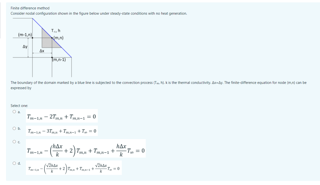 Solved Finite Difference Method Consider Nodal Configuration