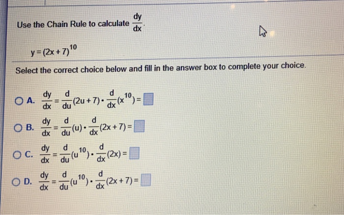 Solved Use the Chain Rule to calculate dy/dx. y = (2x + | Chegg.com