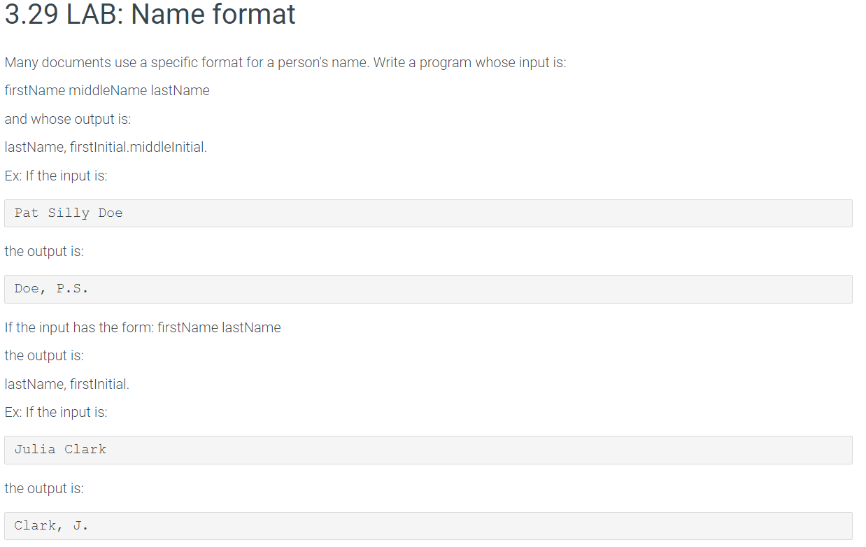 Solved If the input has the form: firstName lastName the | Chegg.com