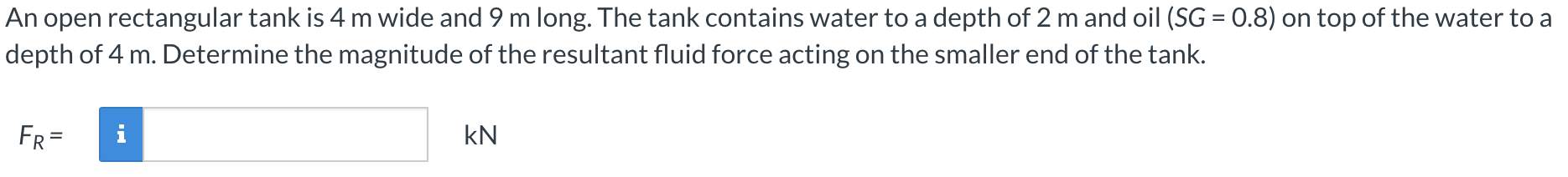 Solved An open rectangular tank is 4 ﻿m wide and 9 ﻿m long. | Chegg.com