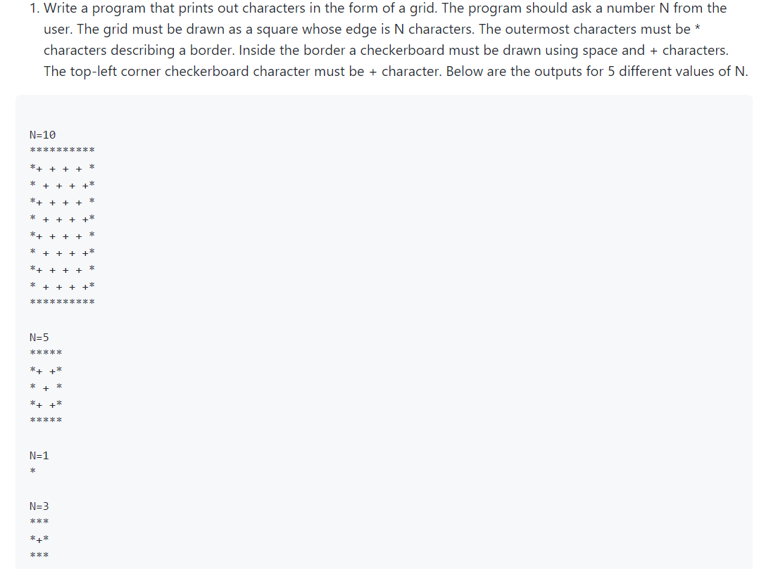 Solved 1. Write a program that prints out characters in the | Chegg.com