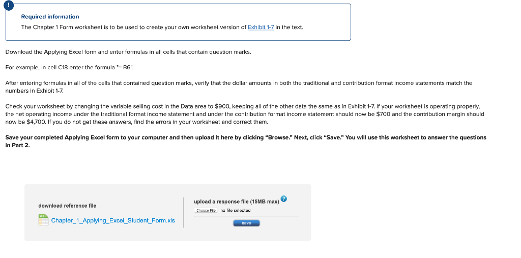 Solved Required information The Chapter 1 Form worksheet is | Chegg.com