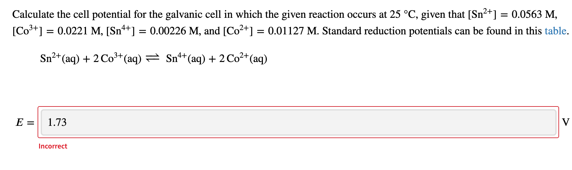 Solved Calculate the cell potential for the galvanic cell in | Chegg.com