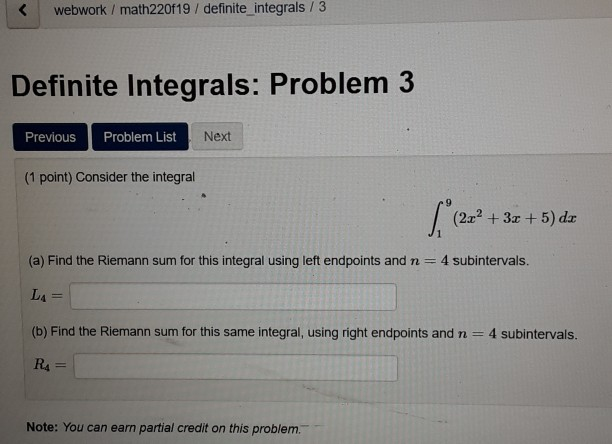 Solved webwork / math220f19 / definite_integrals / 3 | Chegg.com
