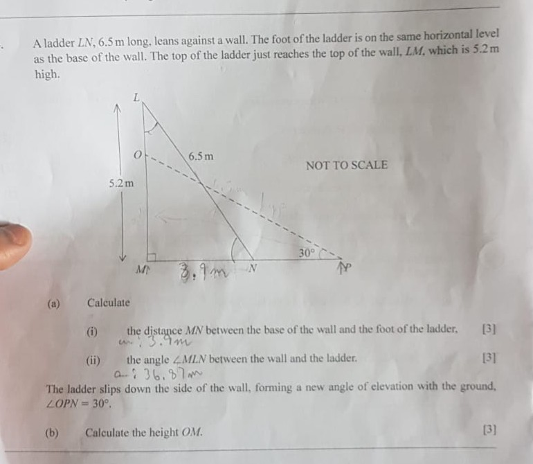 Solved A Ladder LN 6 5 M Long Leans Against A Wall The Chegg